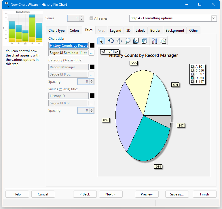 Step 4: Formatting Options (Chart Report) - Reporting4Act!