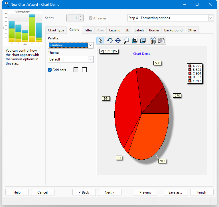 Step 4: Formatting Options (Chart Report) - Stonefield Query