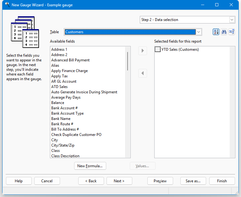 Step 2: Data Selection (Gauge Report) - Stonefield Query