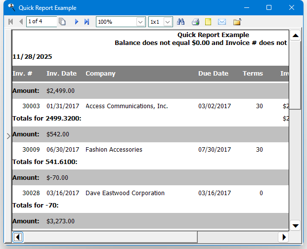 Previewing a Report - Stonefield Query