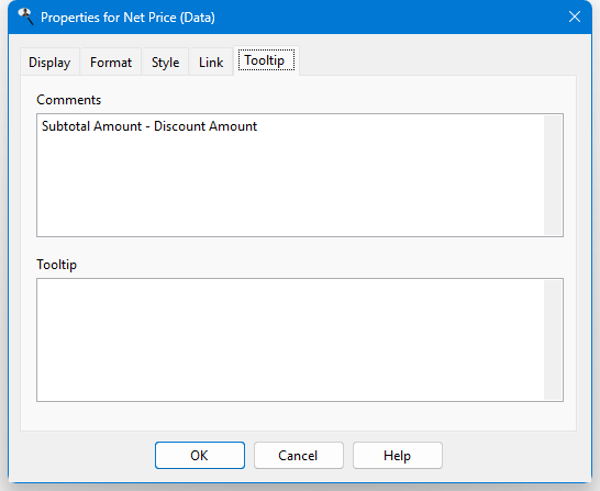Field Properties (Cross-Tab Report) - Stonefield Query