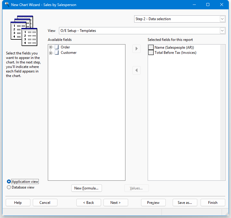 Step 2: Data Selection (Chart Report) - Stonefield Query