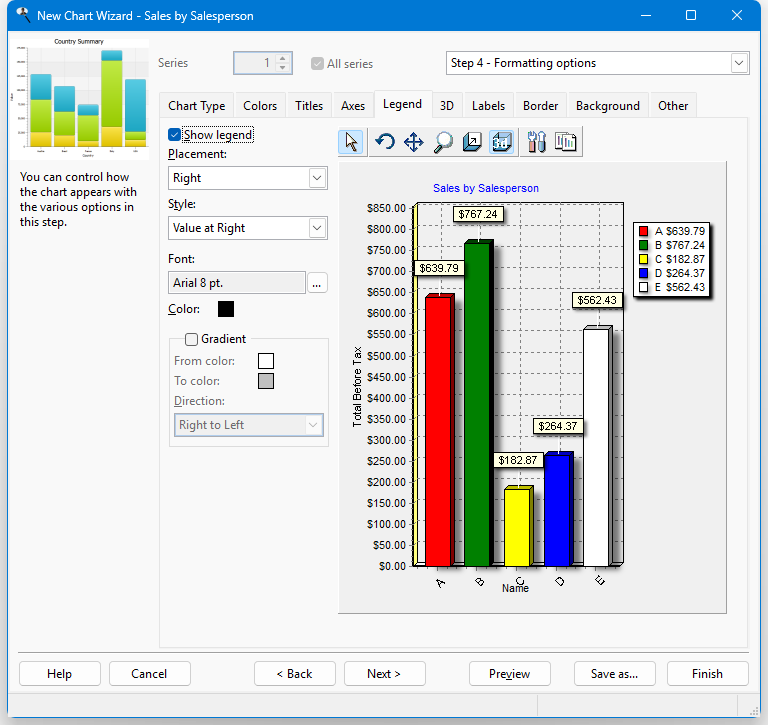 Step 4: Formatting Options (Chart Report) - Stonefield Query