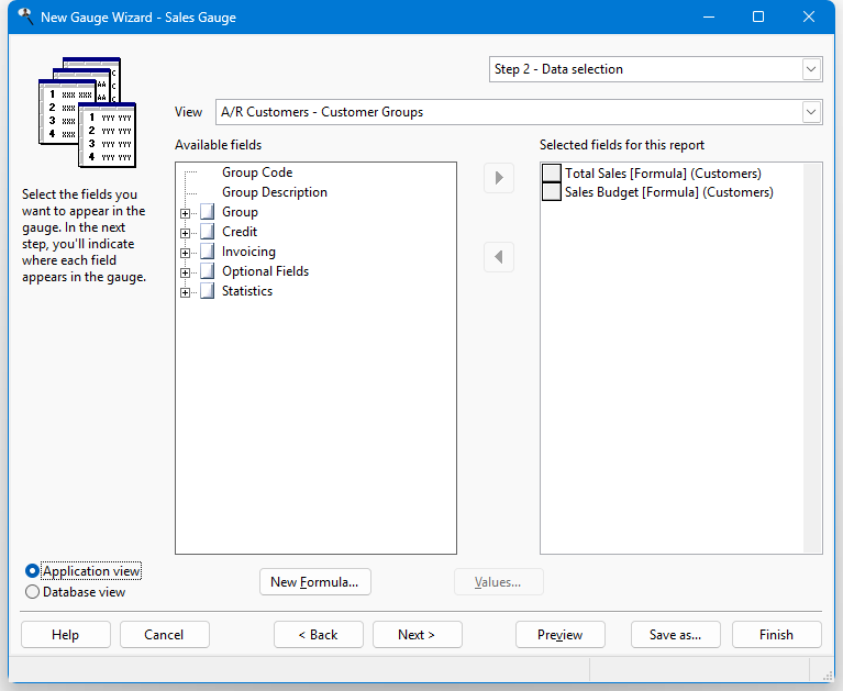 Step 2: Data Selection (Gauge Report) - Stonefield Query