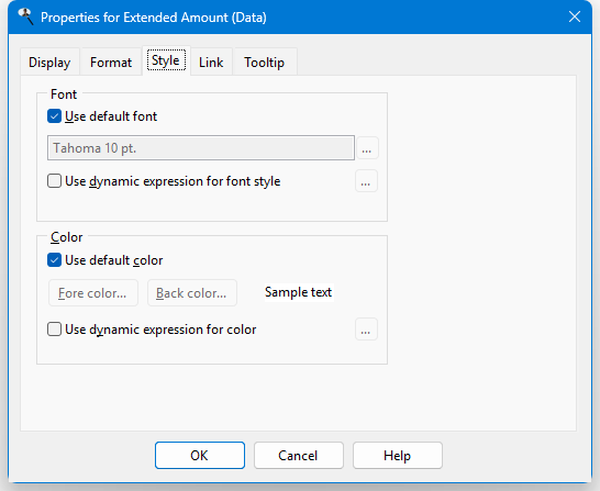 Field Properties (Cross-Tab Report) - Stonefield Query