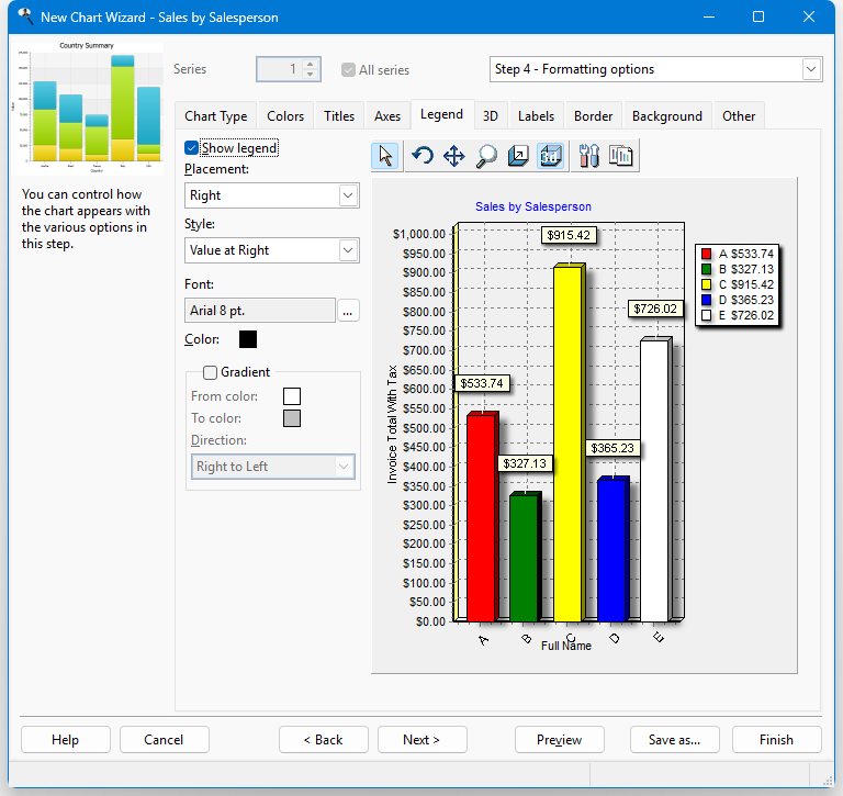 Step 4: Formatting Options (Chart Report) - Stonefield Query