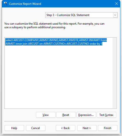 Customizing the Report Execution - Stonefield Query