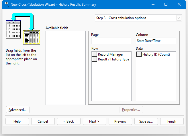 Step 3: Cross-Tabulation Options (Cross-Tab Report) - Reporting4Act!
