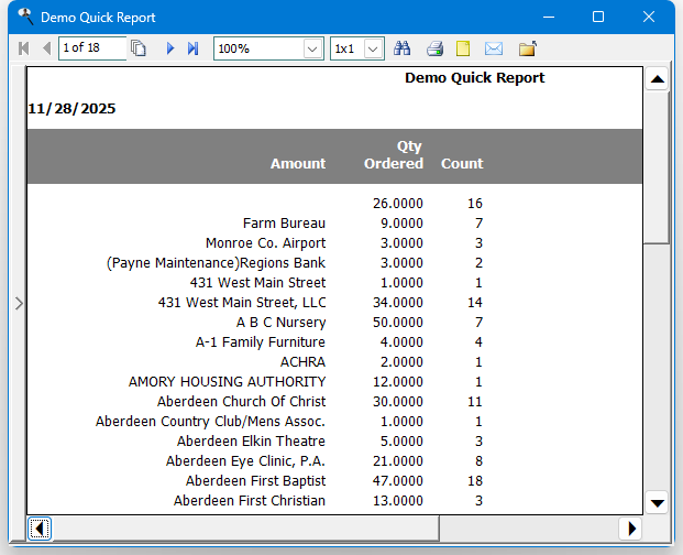 Previewing a Report - Stonefield Query
